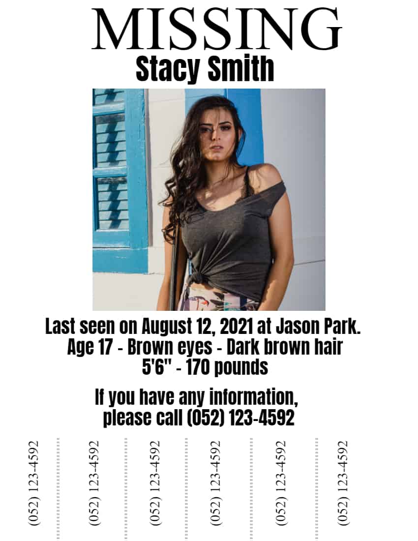 FREE Custom Printable Missing Person Poster [wcyear] | Edit Online