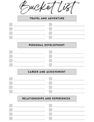 Free Bucket List Template - To Create The Perfect Bucket List