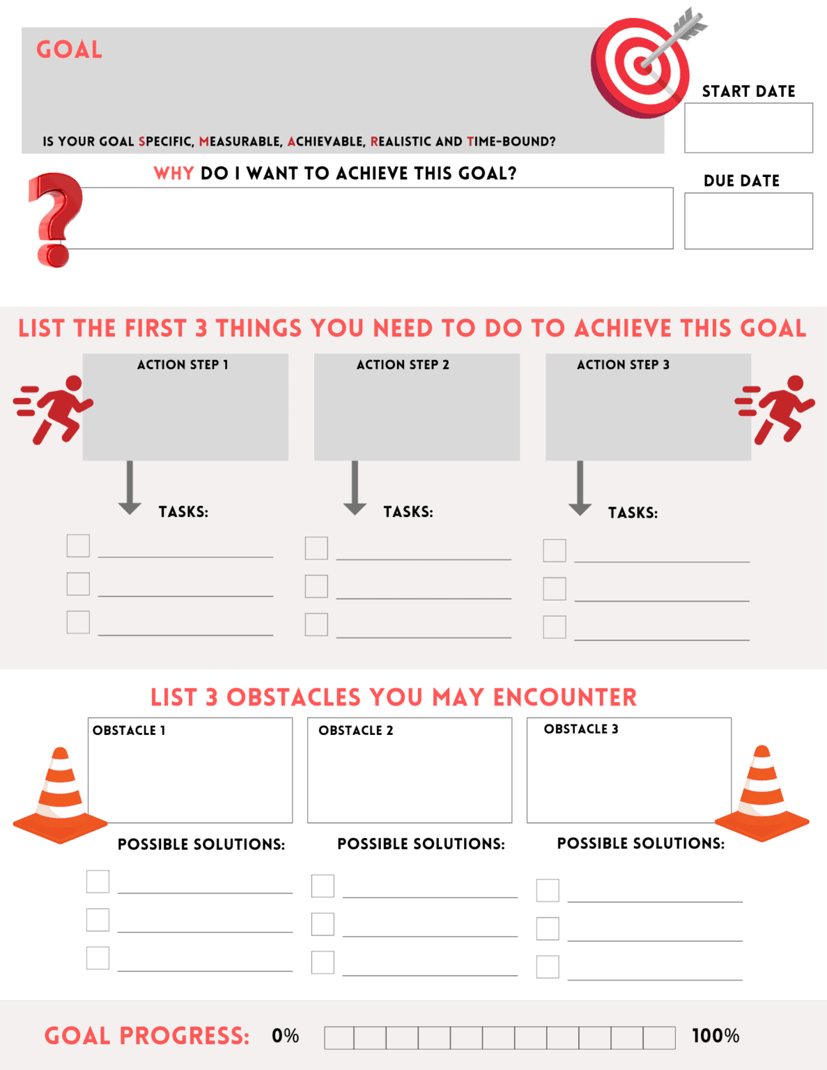 Free printable goal chart templates & Trackers | Instant Download