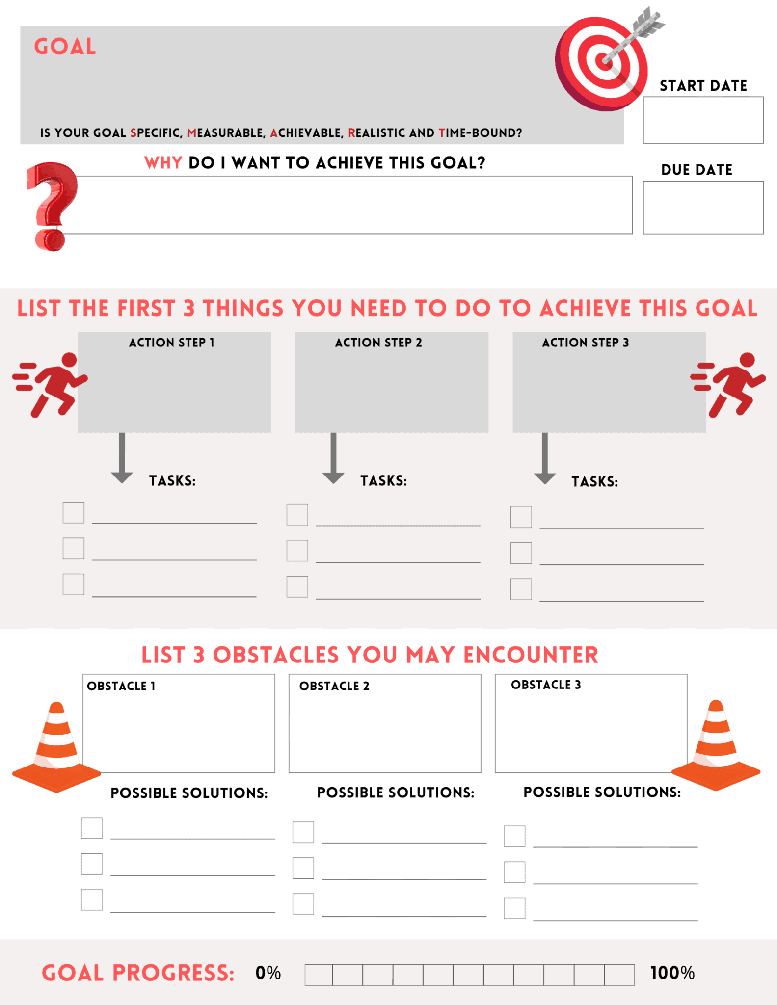 Free printable goal chart templates & Trackers | Instant Download