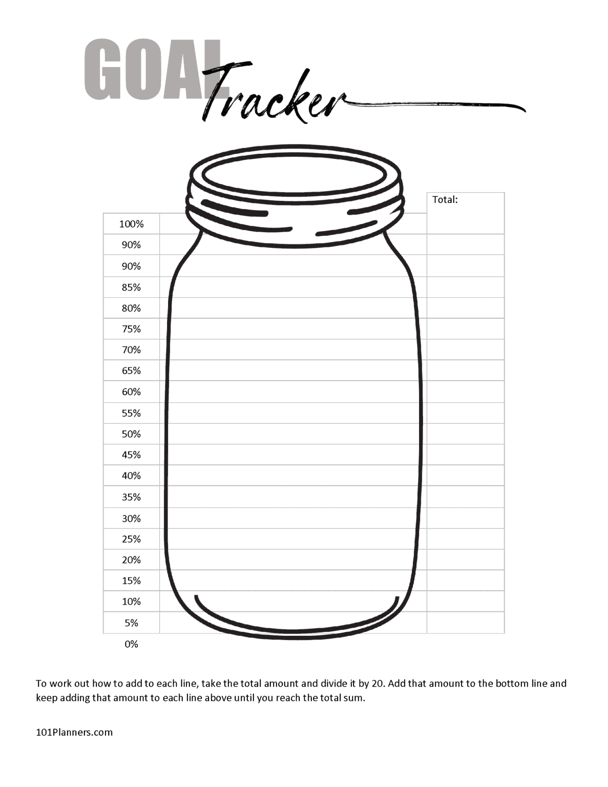 Free printable goal chart templates & Trackers | Instant Download