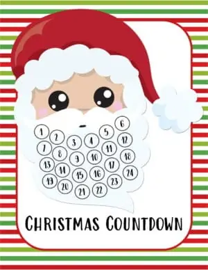Free printable Christmas countdown and Advent calendar