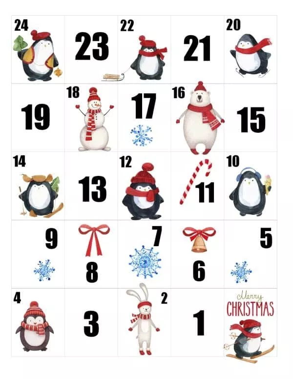 Free printable Christmas countdown and Advent calendar