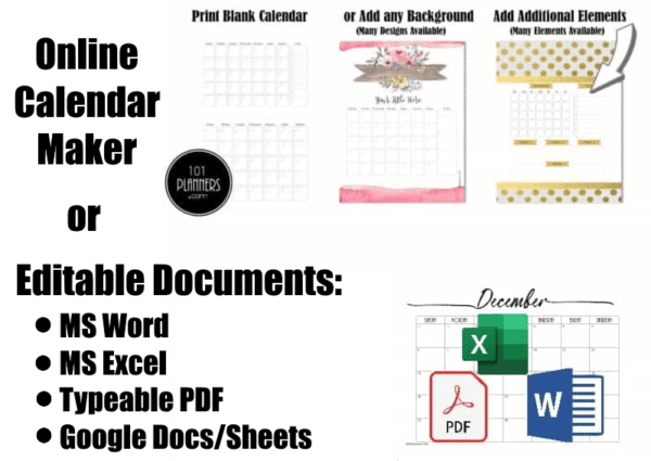 Calendars | Free Customizable Calendars | Instant Download