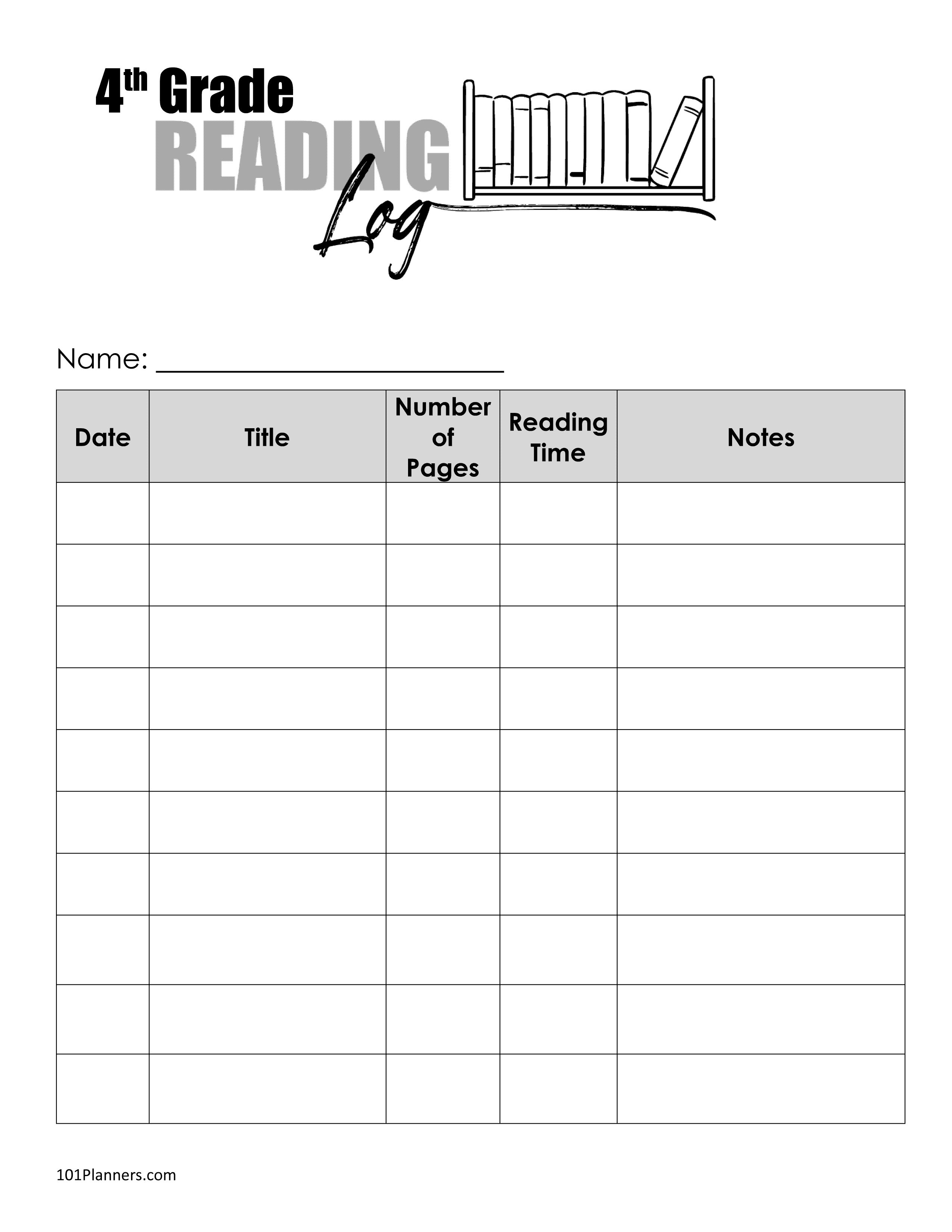 4th Grade Reading Logs Pdf 18 Printable Reading Log With Summary Forms