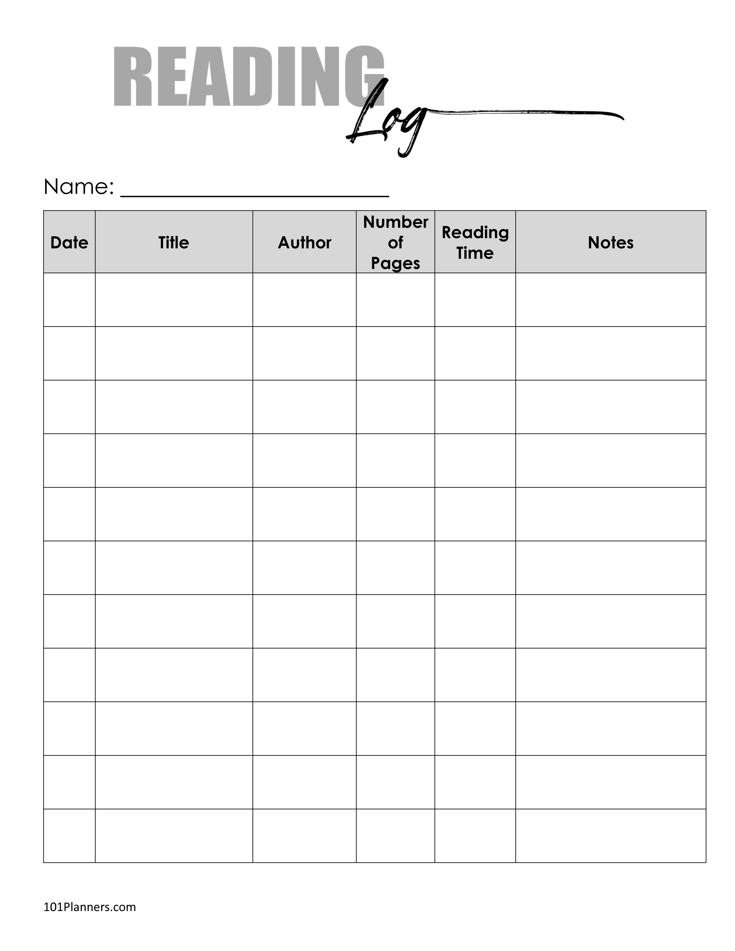 Free Printable Reading Log Template | Bullet Journal & Traditional