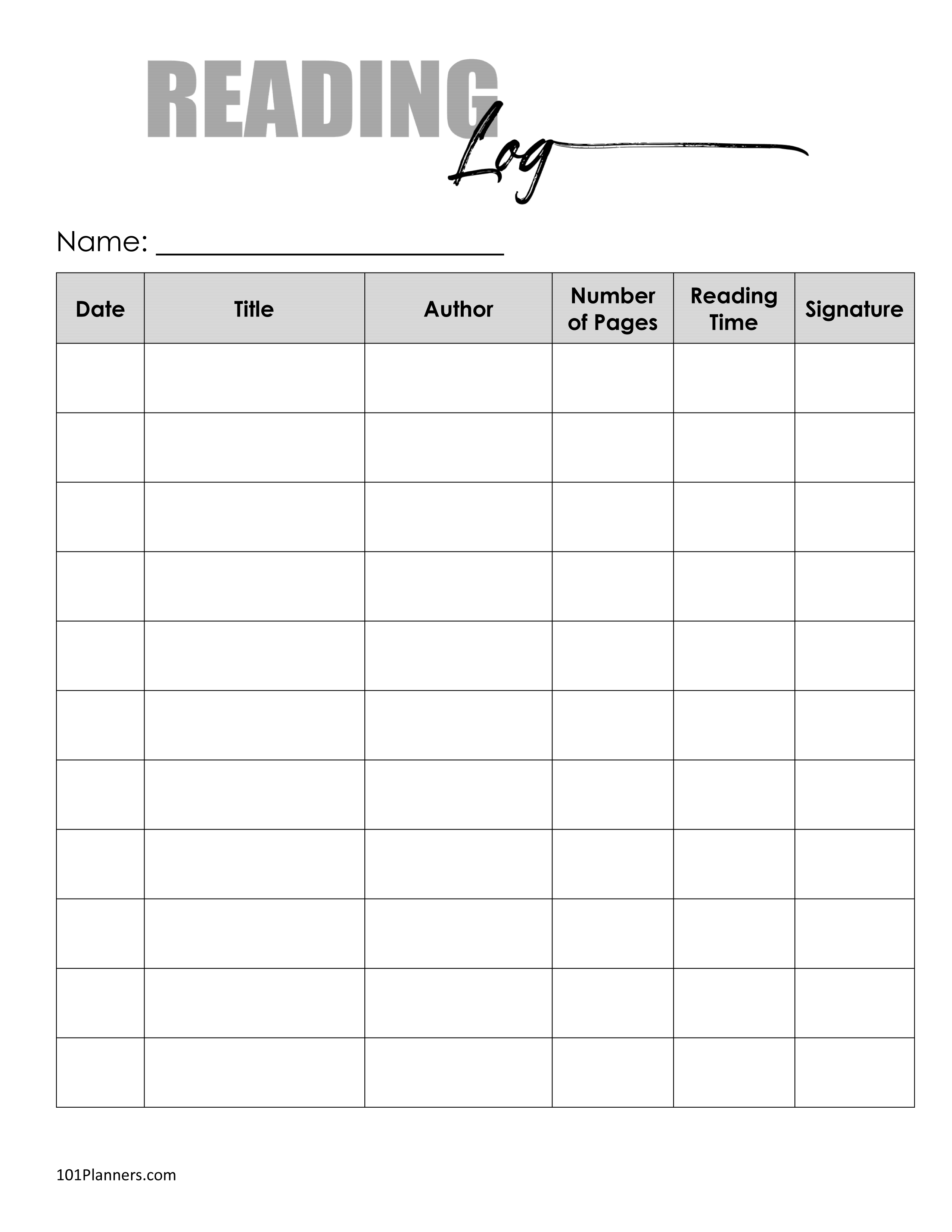 Free Printable Reading Log Template | Bullet Journal & Traditional