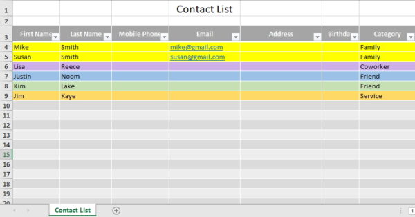 FREE Editable Contact List Template | Editable PDF, Word, Image