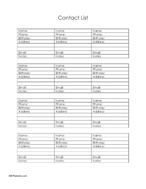 FREE Editable Contact List Template | Editable PDF, Word, Image