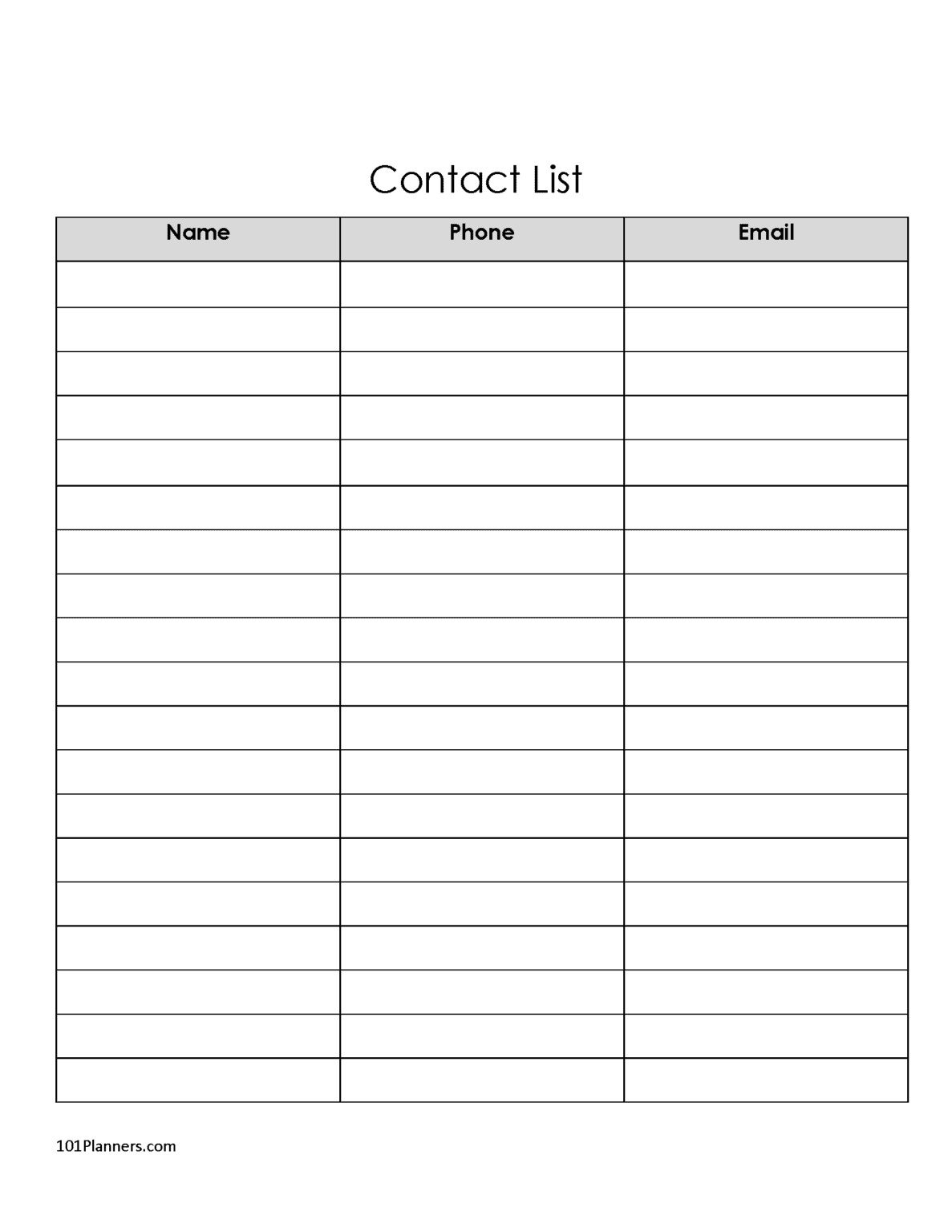 FREE Editable Contact List Template | Editable PDF, Word, Image