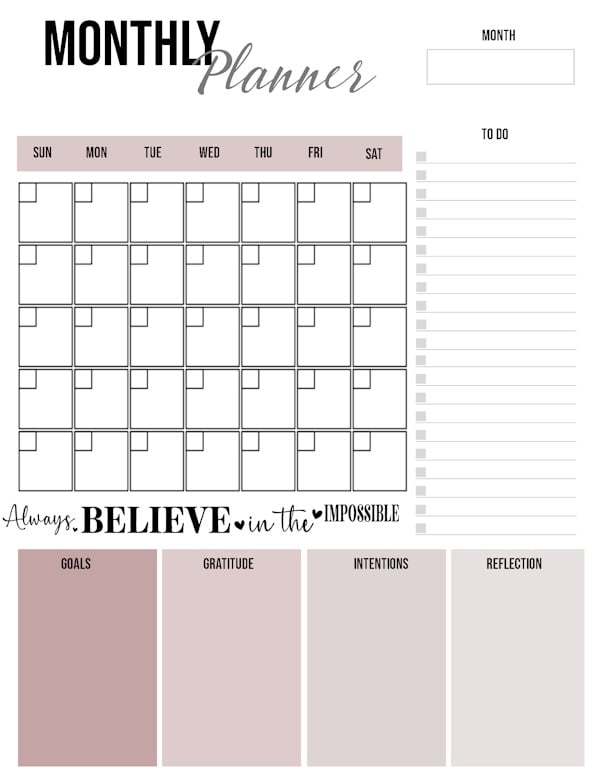 FREE Monthly Planner | Edit online and print at home