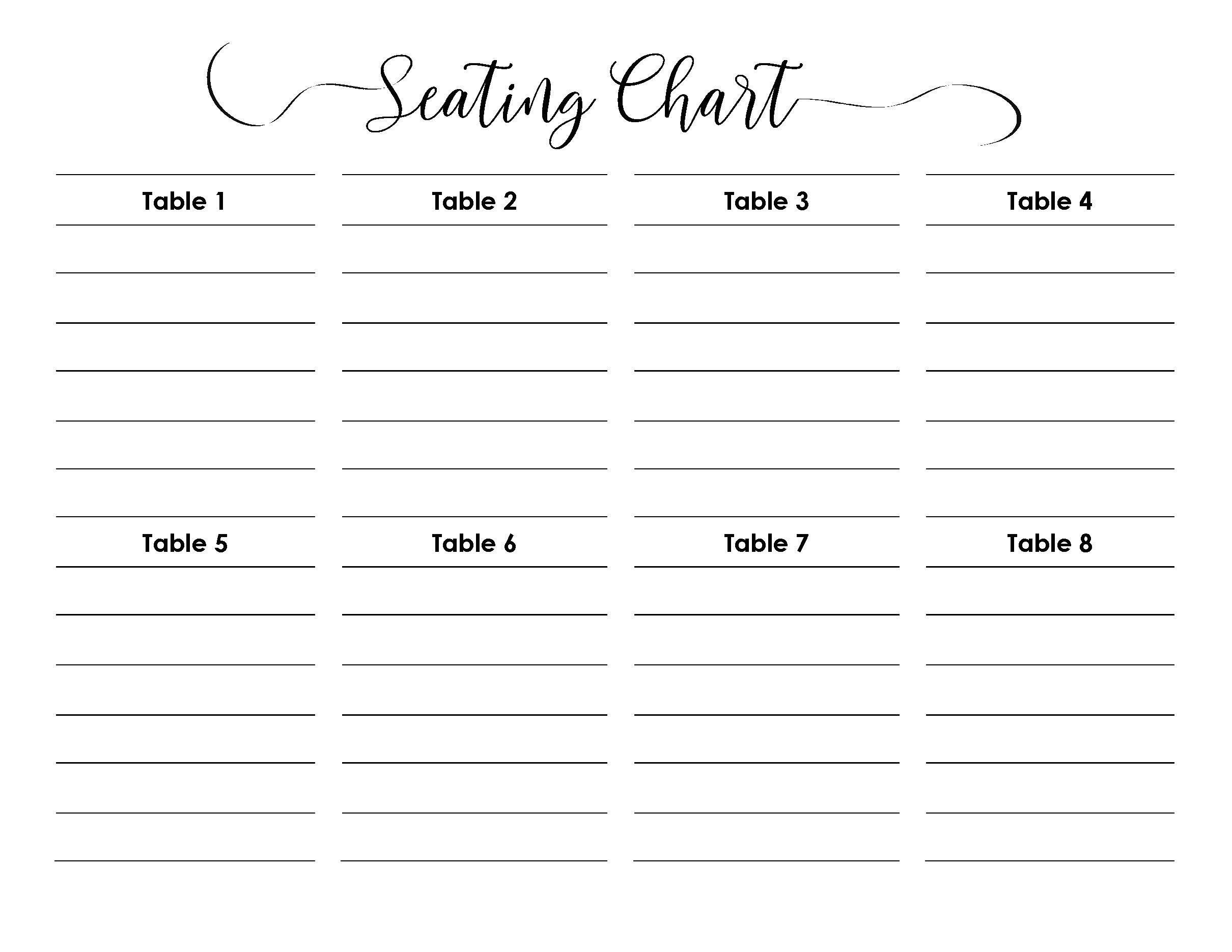 Dinner Seating Chart Template