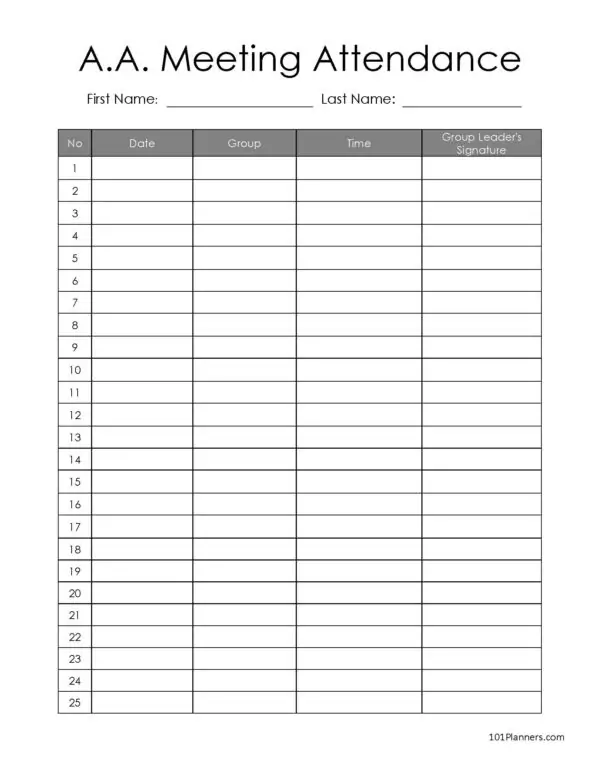All Attendance Sheets, Sign in and Sign Out Sheets
