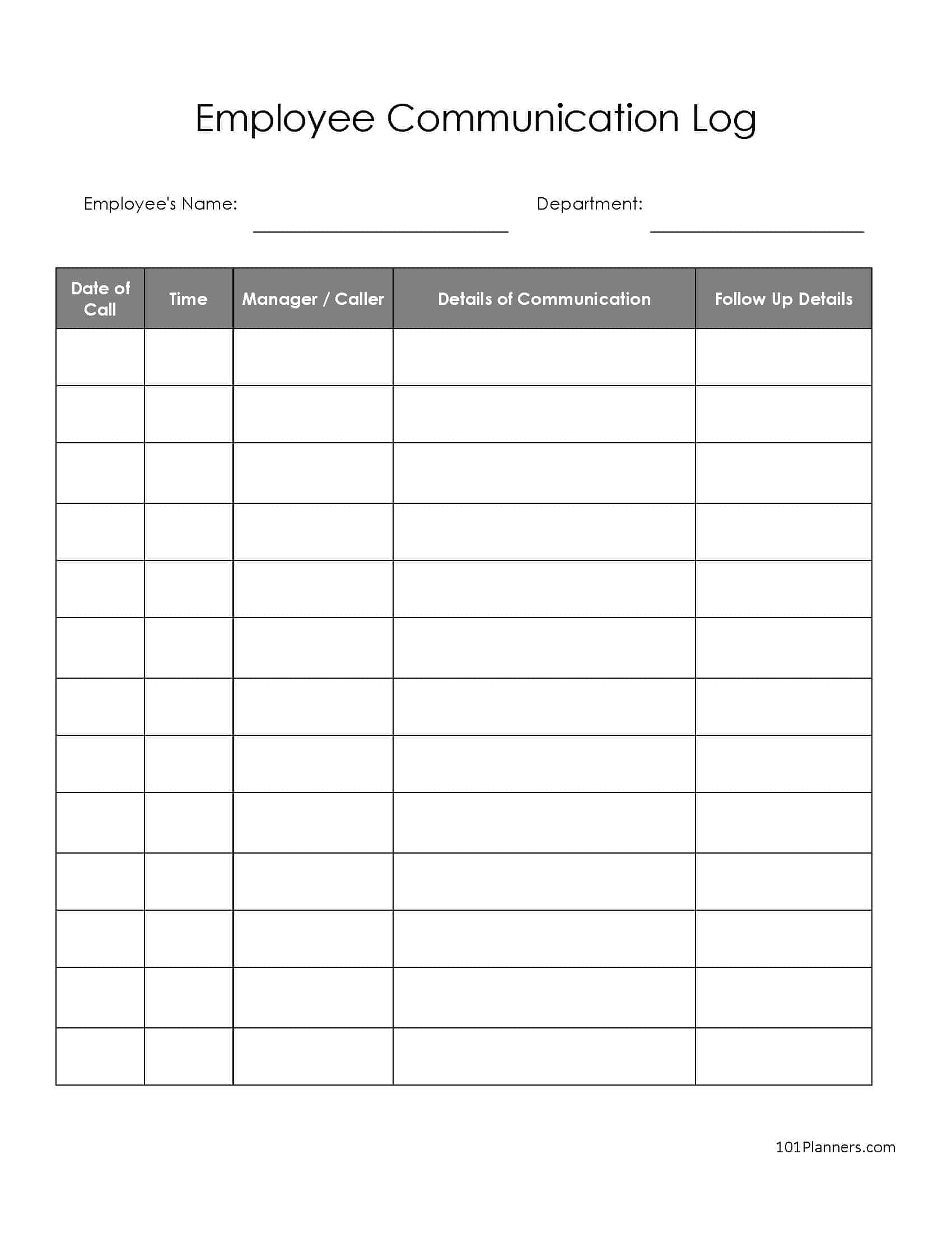 FREE Communication Log Template | Word, Excel or PDF