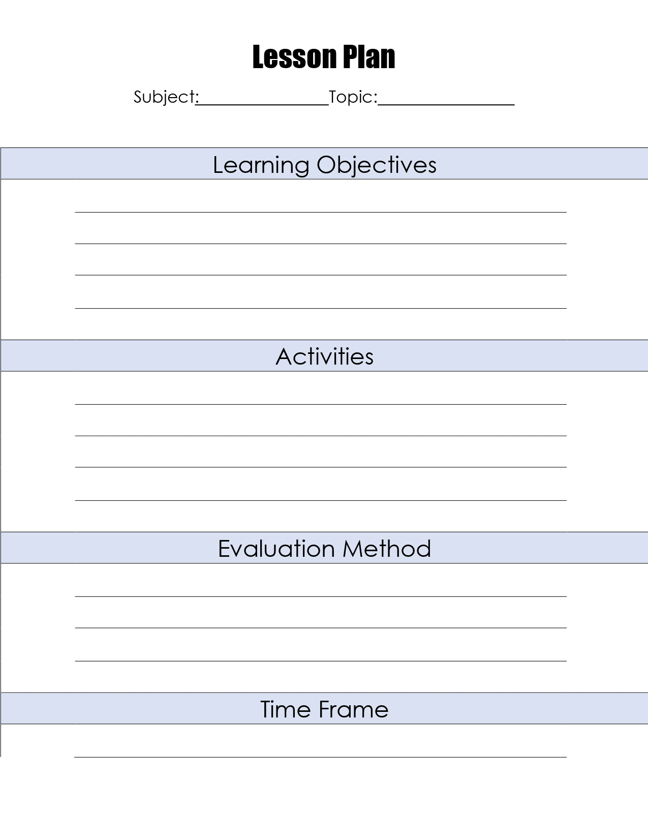 Free Printable Lesson Plan Templates For Elementary Teachers - FREE ...