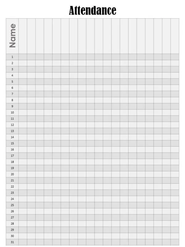 All Attendance Sheets, Sign in and Sign Out Sheets