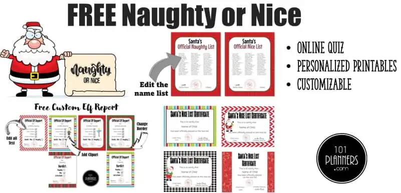 Naughty or nice list | Naughty or nice quiz | Other Printables