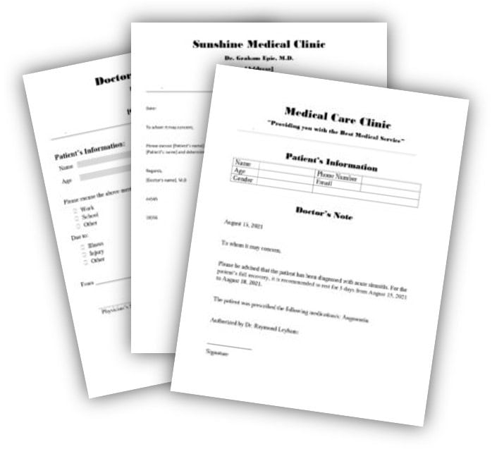 FREE Customizable and Printable Doctors Note Templates