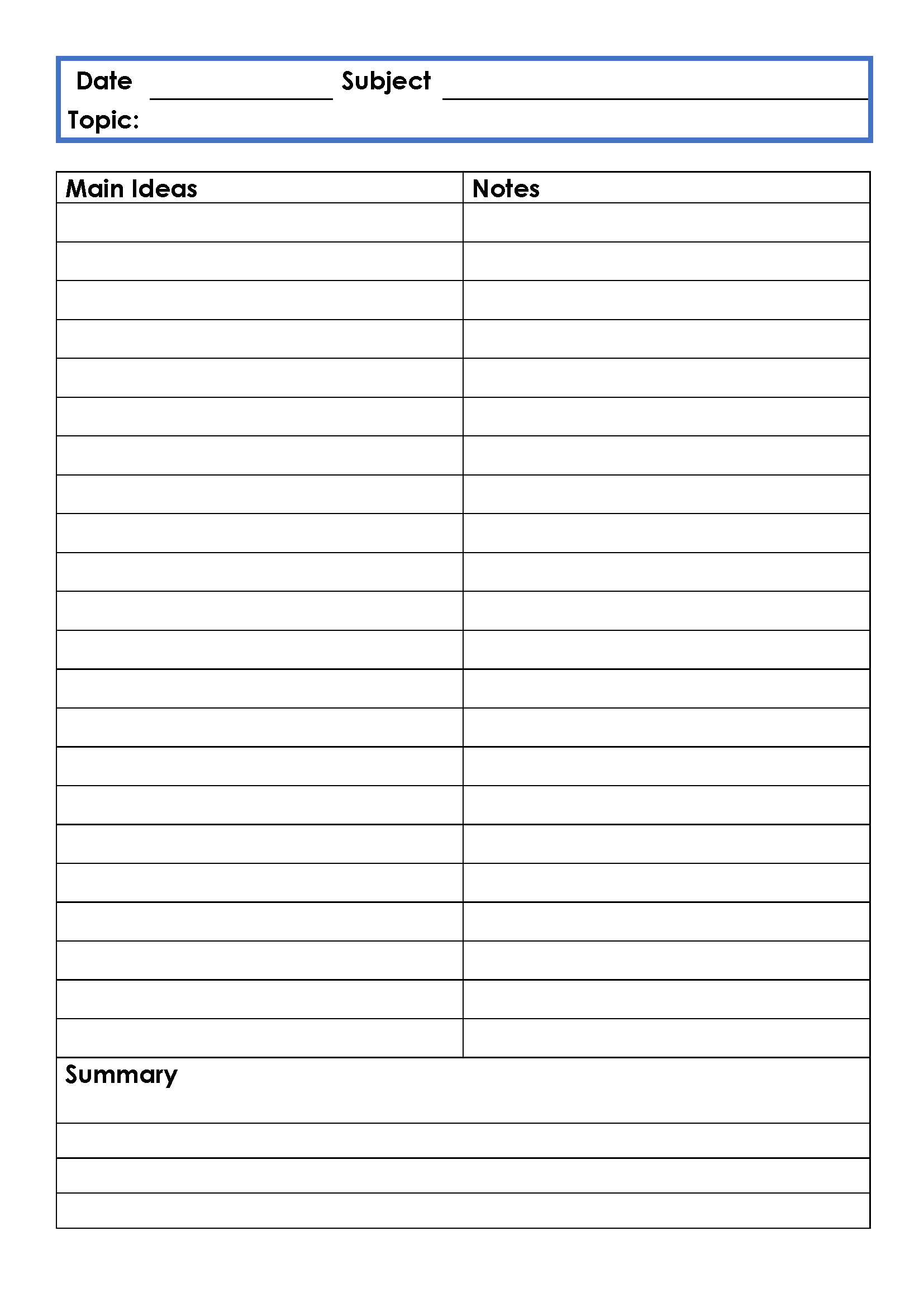 FREE Cornell Notes Template | Word, PDF & Google Docs