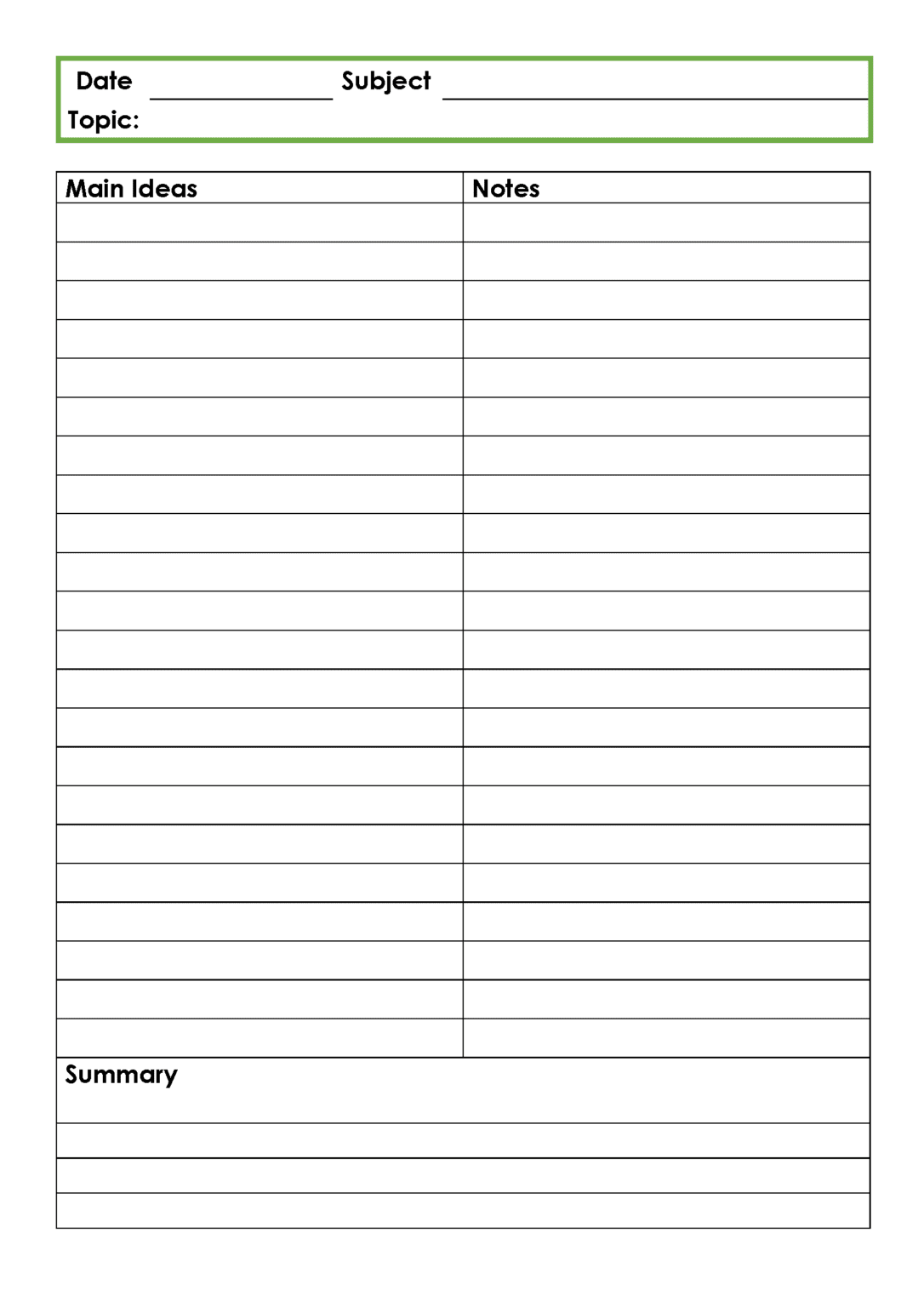 FREE Cornell Notes Template | Word, PDF & Google Docs