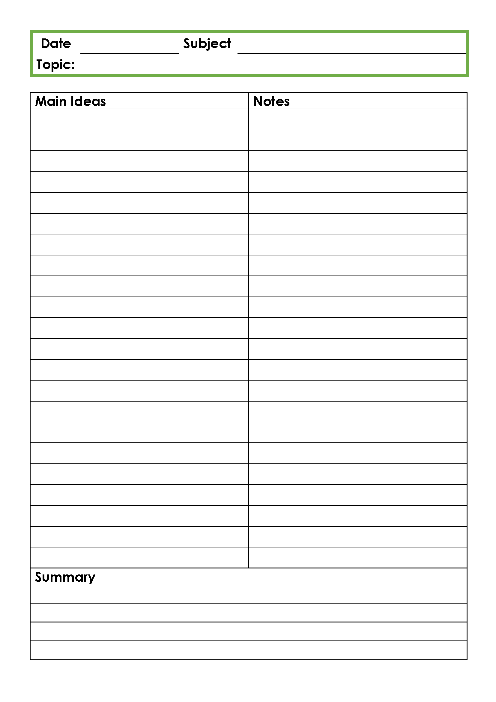 Note Template Pdf Printable Free And Customizable Notes Templates