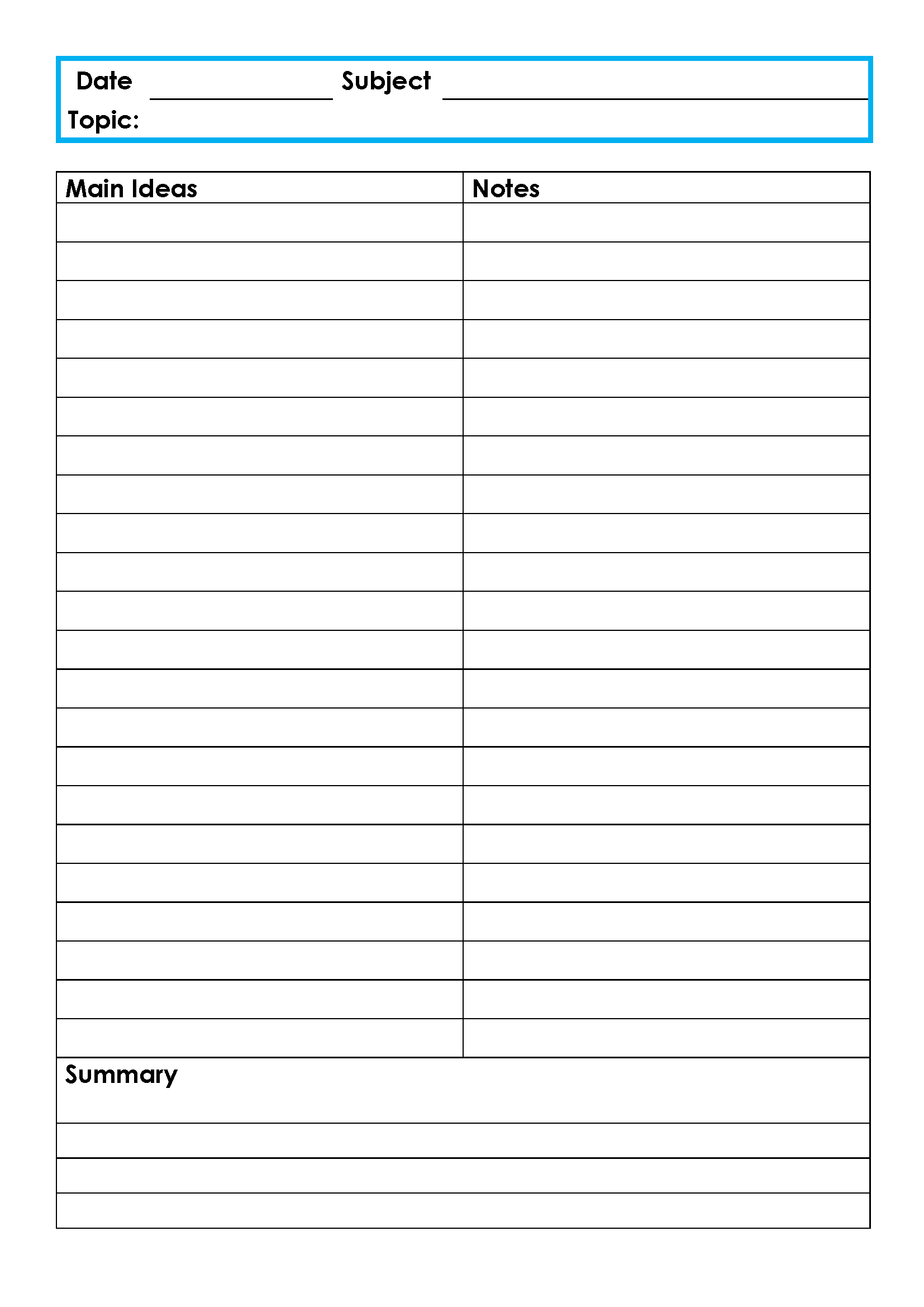 FREE Cornell Notes Template | Word, PDF & Google Docs