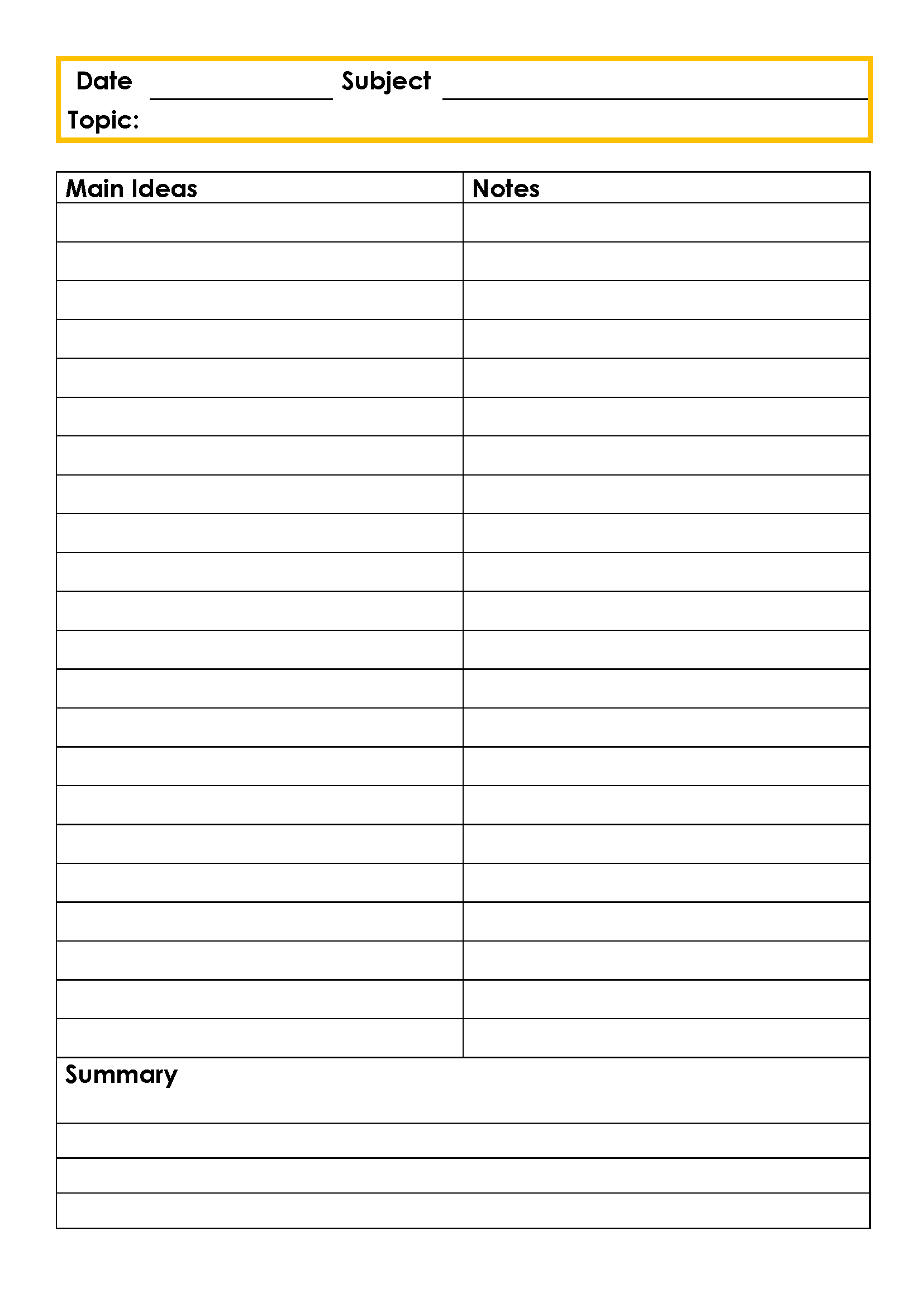 FREE Cornell Notes Template | Word, PDF & Google Docs