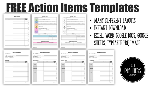 FREE Customizable Action Items Template