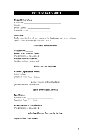 FREE Editable Brag Sheet Template | Word, Typeable PDF, Image