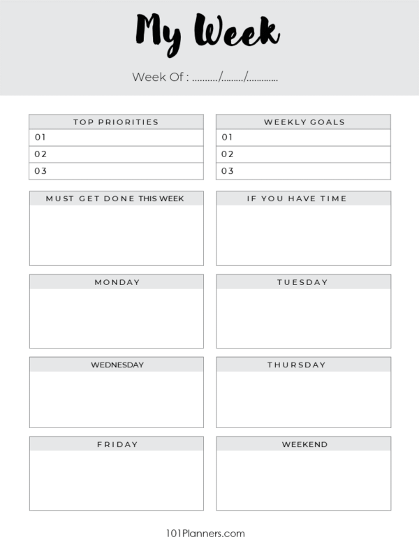 FREE Weekly Calendar | Printable or Digital | Instant Download