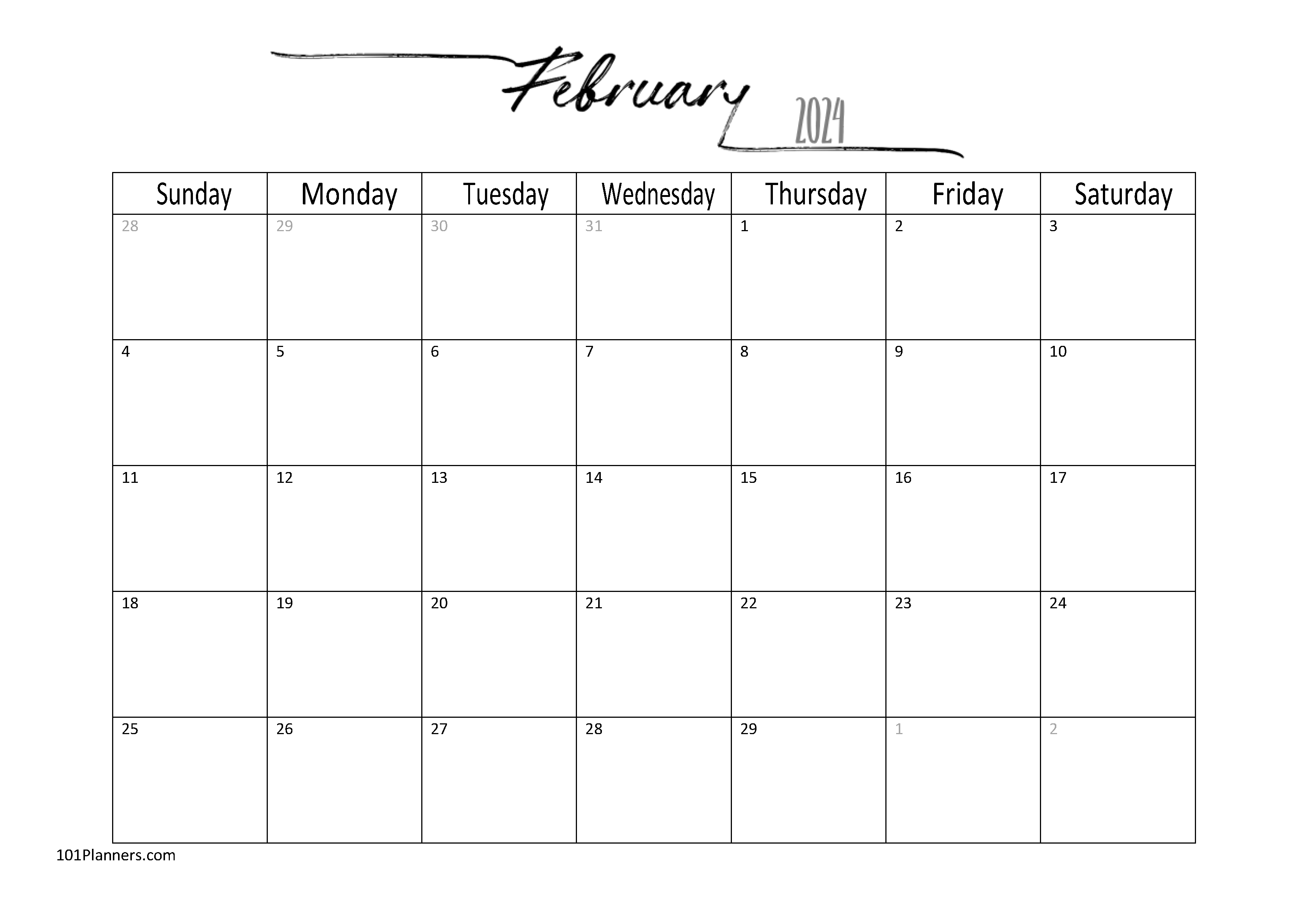 FREE 2024 Calendar Template Word | Instant Download