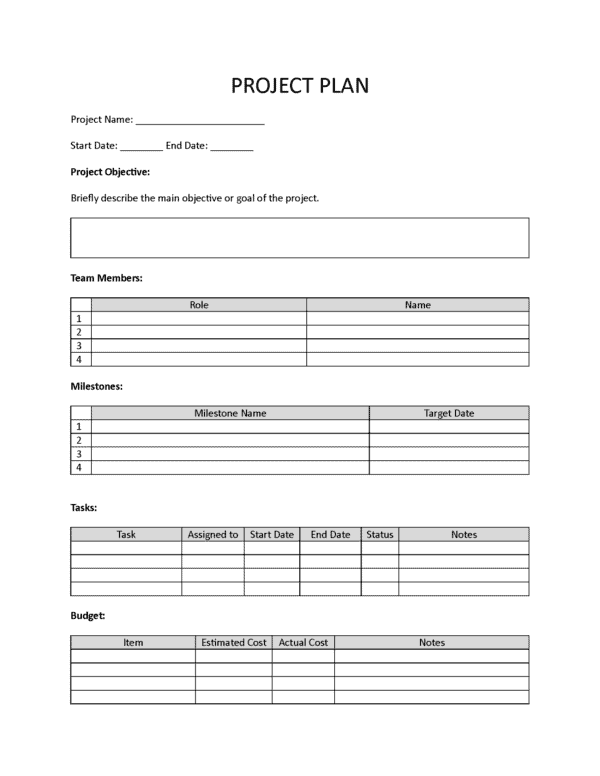 FREE Editable Project Plan Template | Word, Excel, Typeable PDF