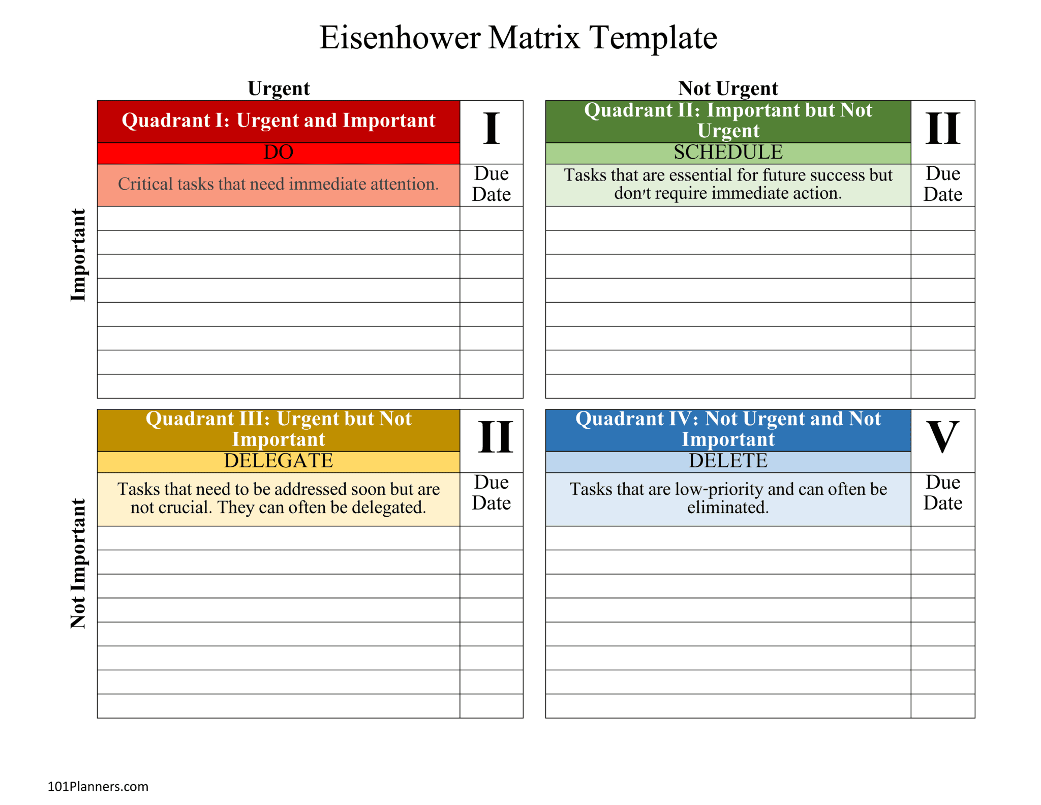 FREE Eisenhower Matrix Template | Instant Download