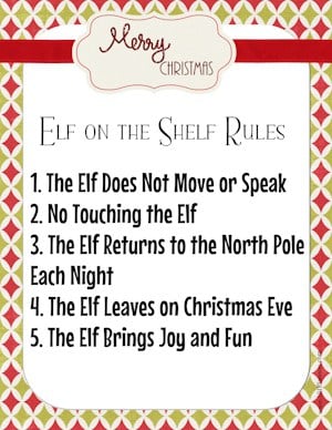 FREE Free Elf on the Shelf Rules Printable | Editable