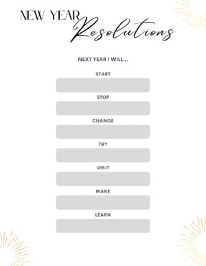 FREE New year's resolution template