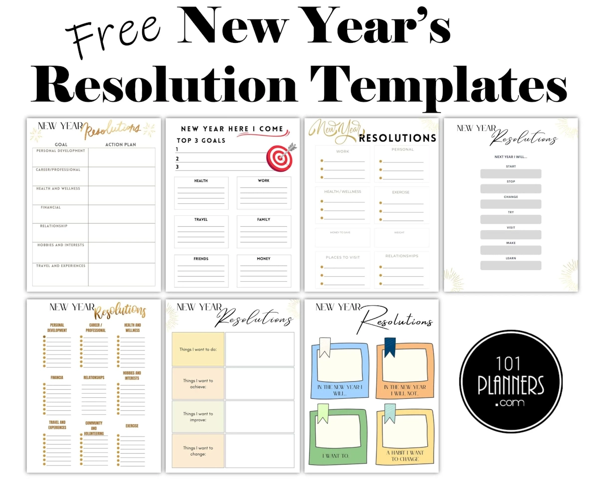 FREE New year's resolution template