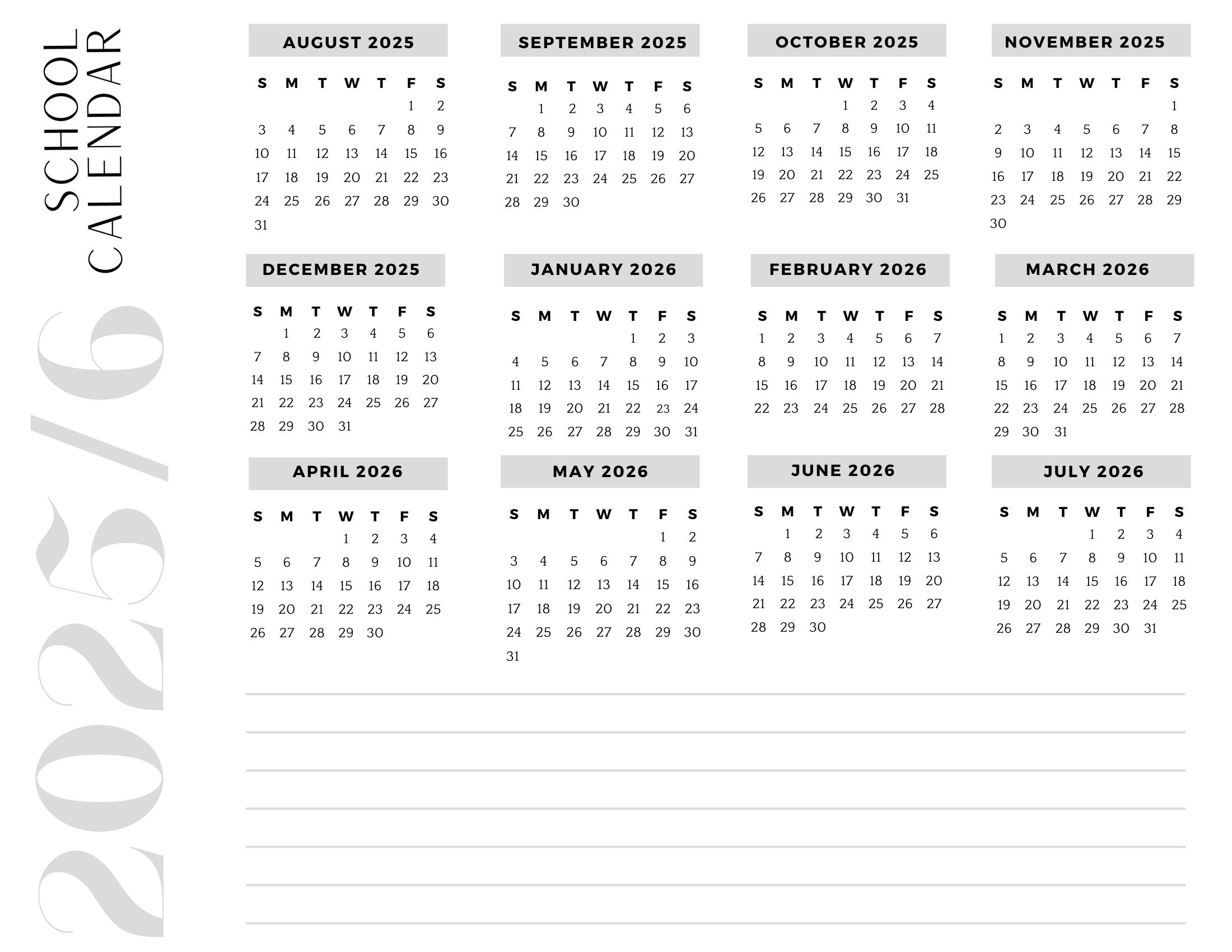 School Calendar Template | FREE Online Designer