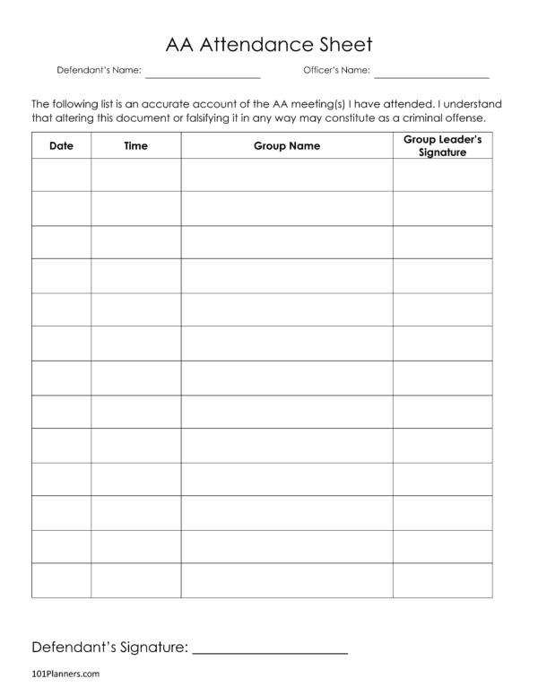 Attendance Sheet Archives - 101 Planners