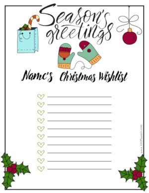 Christmas Wishlist Template | Instant Download